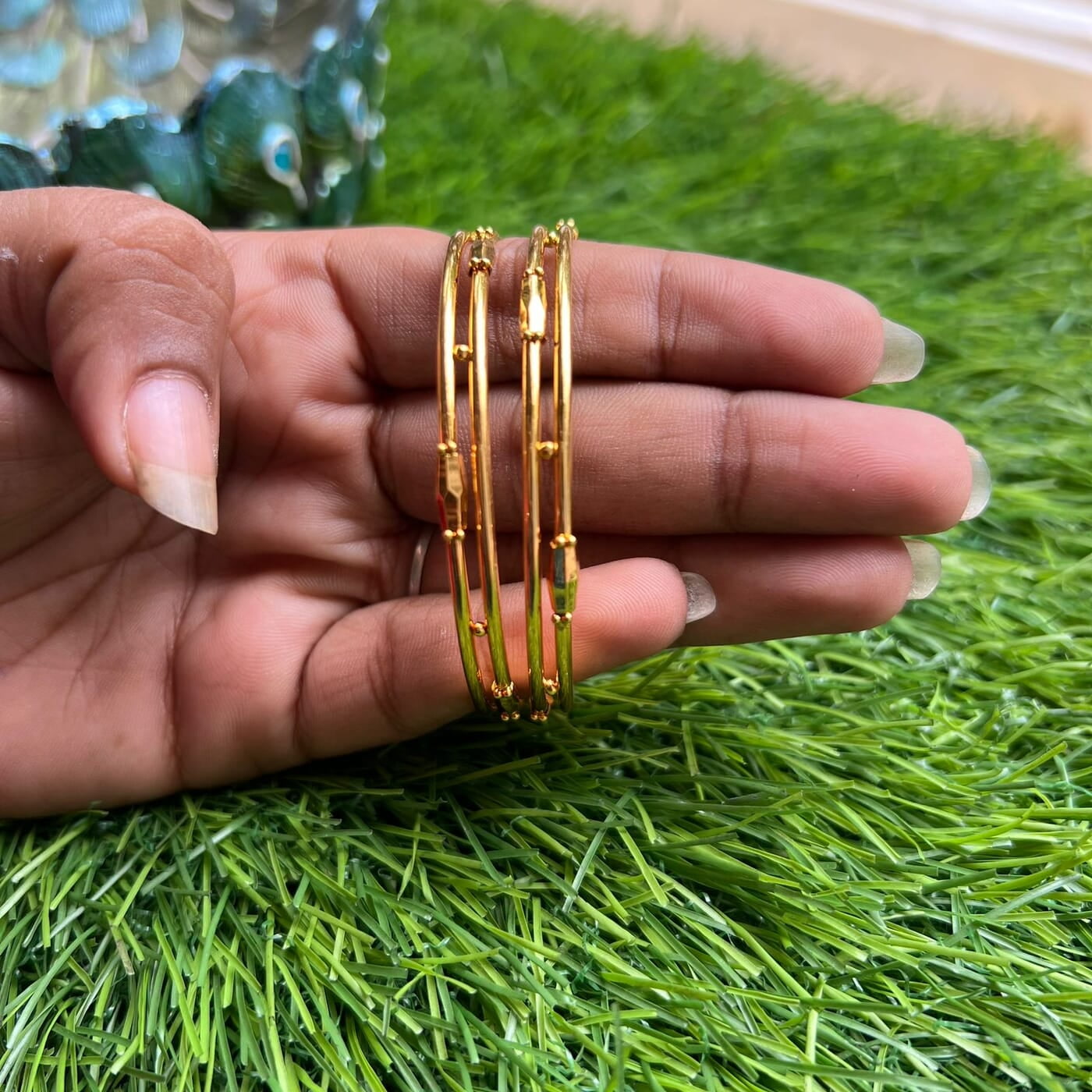 Two layer regular use gold finished bangle